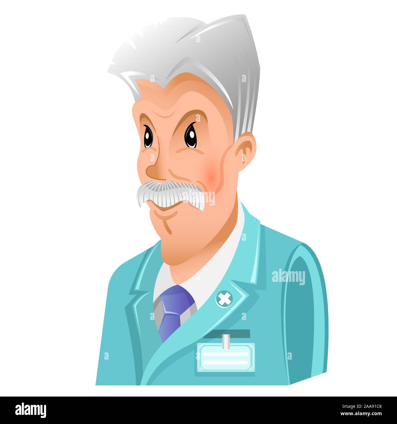 Flat icon of doctor, professor or scientist man with gray hair and ...