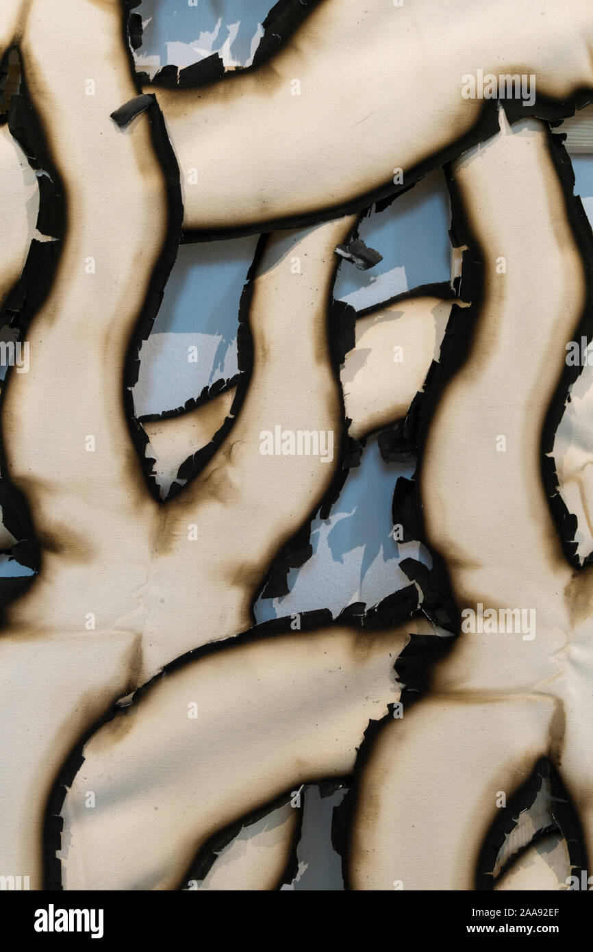 Close up of an artwork "Untitled (Burnt Canvas) by Ariel Schlesinger on ...