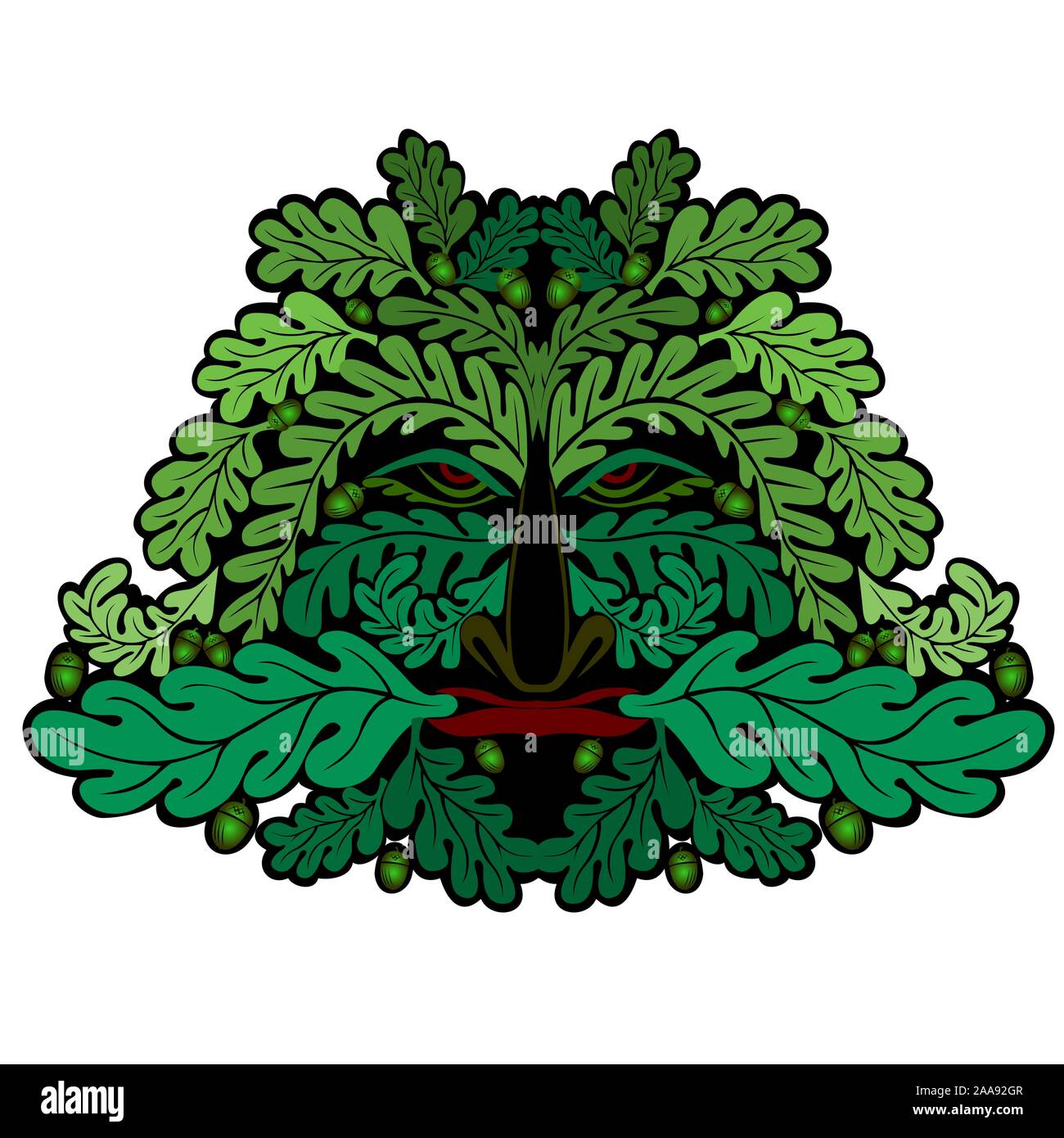 oak spirit headn isolated on white Stock Vector Image & Art - Alamy