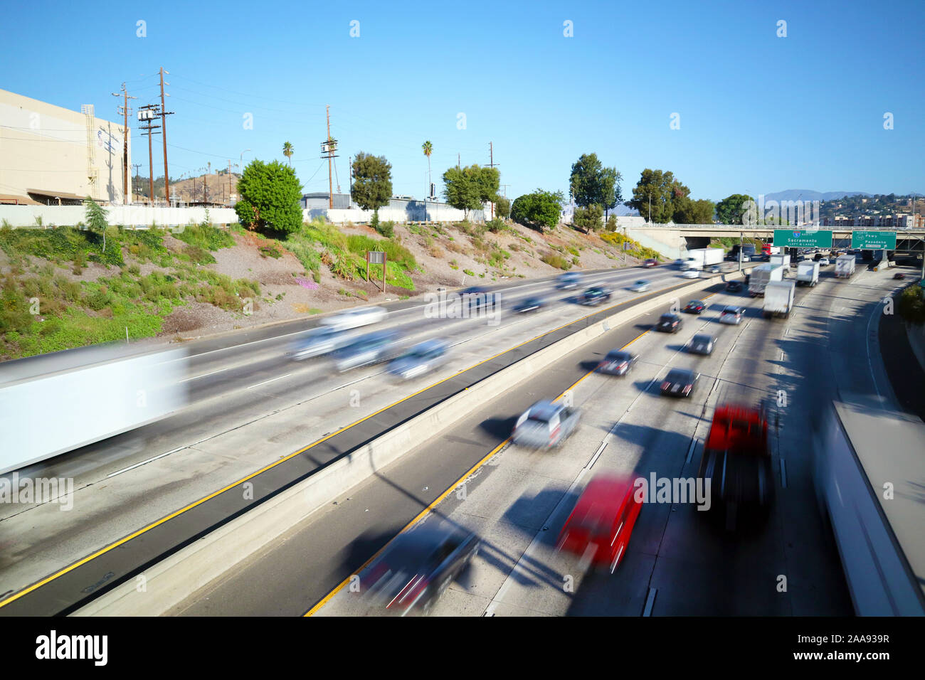 Los Angeles, California - Traffic on Interstate 5, I-5 Highway view ...