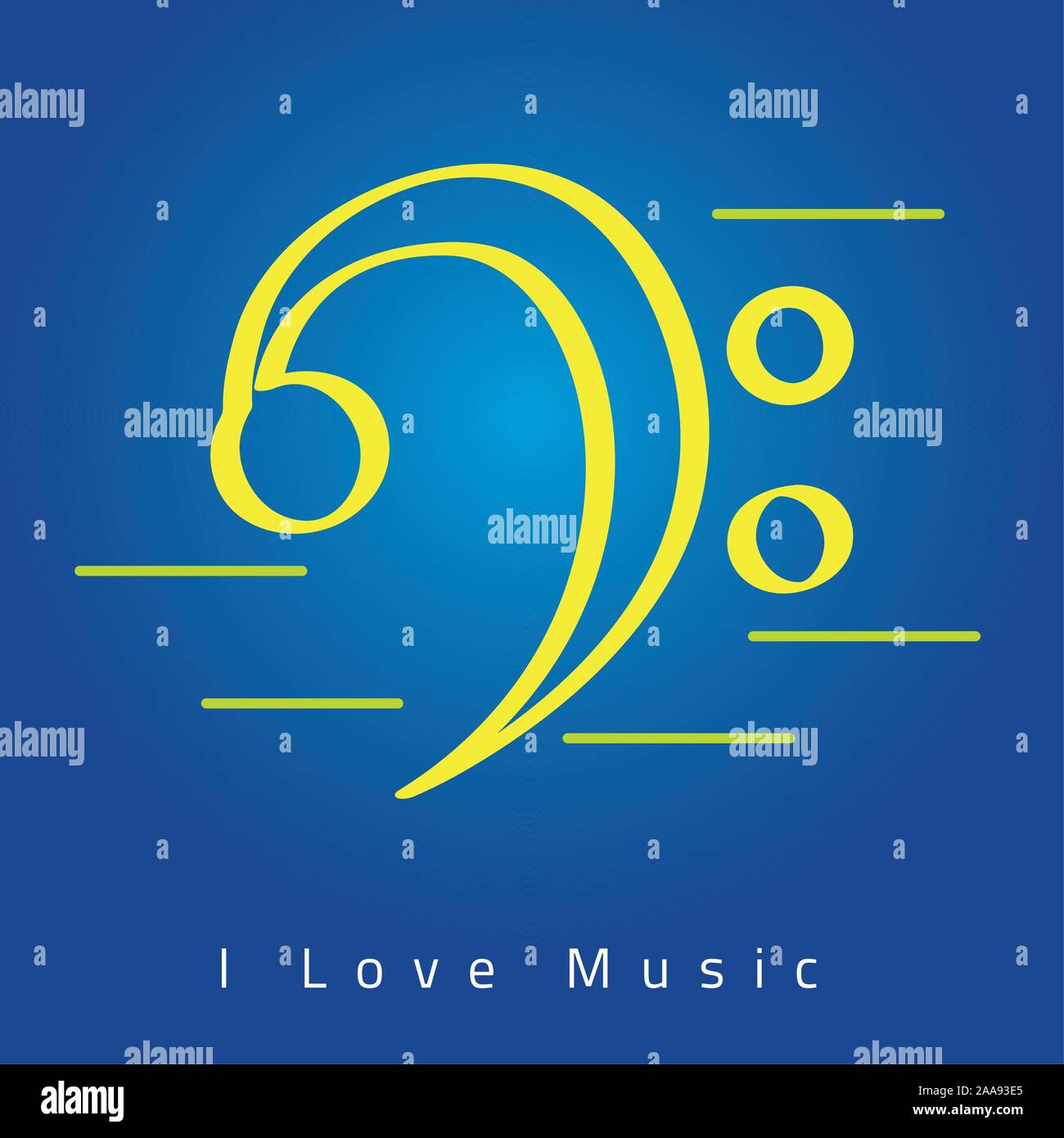 Bass clef icon over a colored background - Vector Stock Vector Image ...