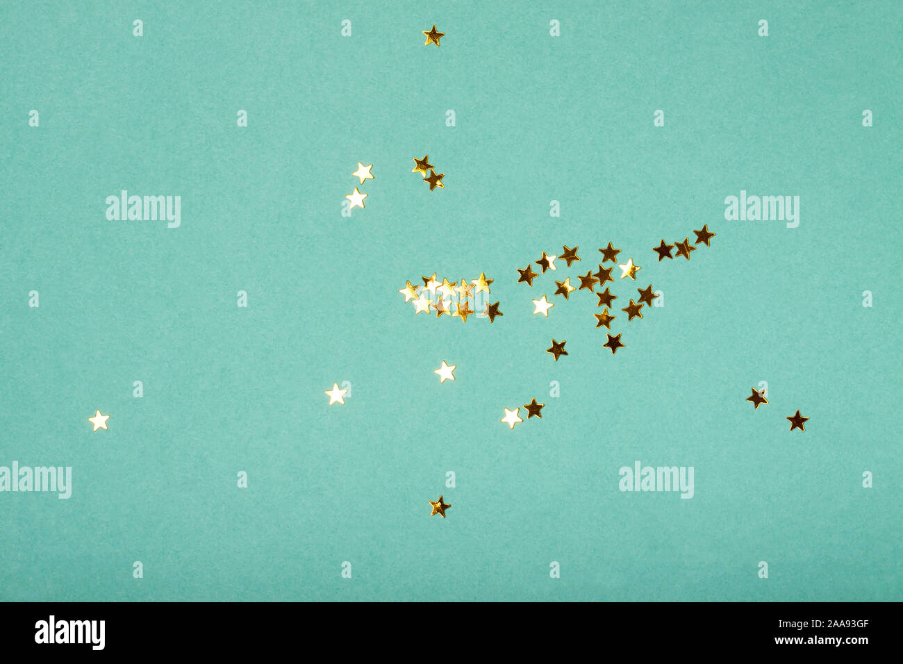 Trendy mint background with golden stars. The concept of celebrations ...