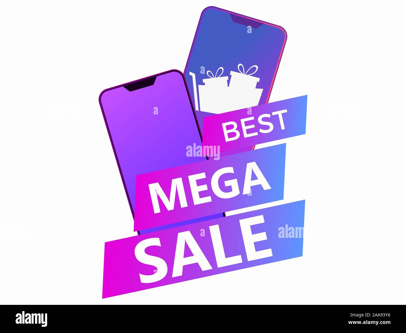 Mega sale of smartphones. Cyber sale banner, design template isolated ...