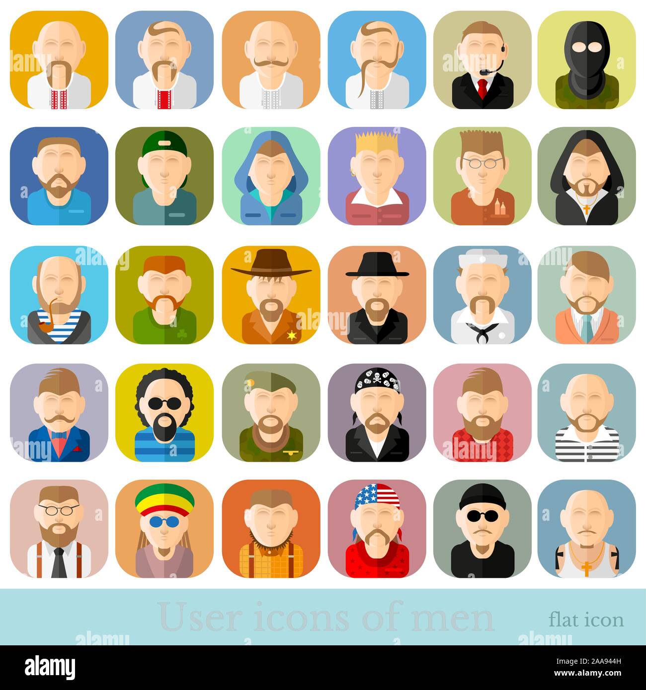 Set of people icons in flat style Different occupations age and ...
