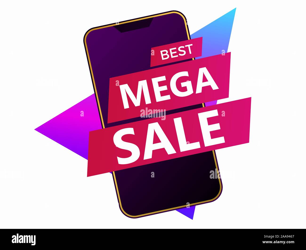 Mega sale of smartphones. Cyber sale banner, design template isolated ...