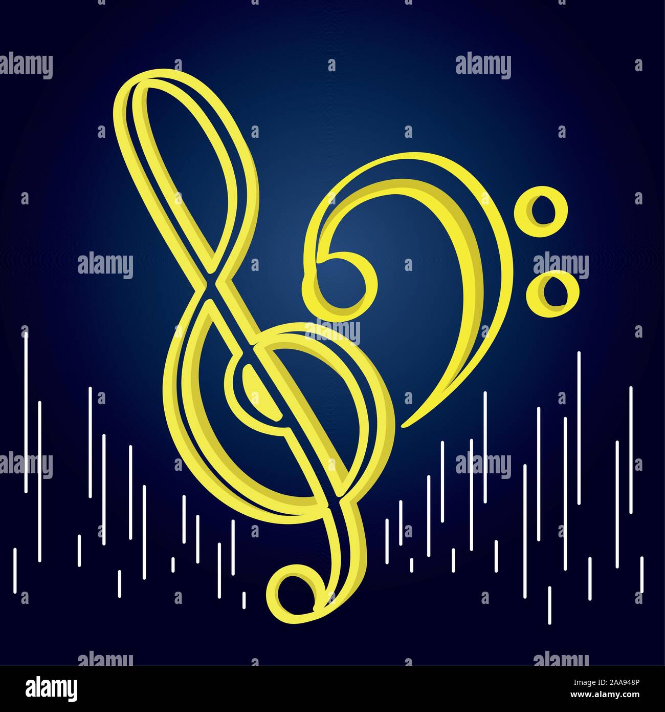 Treble and bass clefs over a colored background - Vector Stock Vector ...