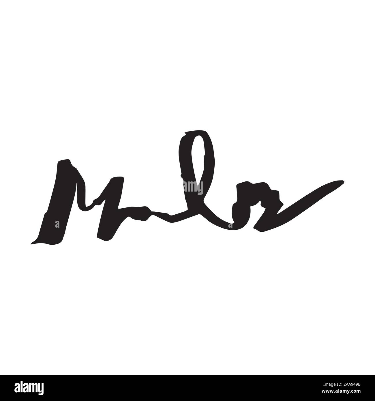 Unreadable handwriting font signature text on white background Stock ...