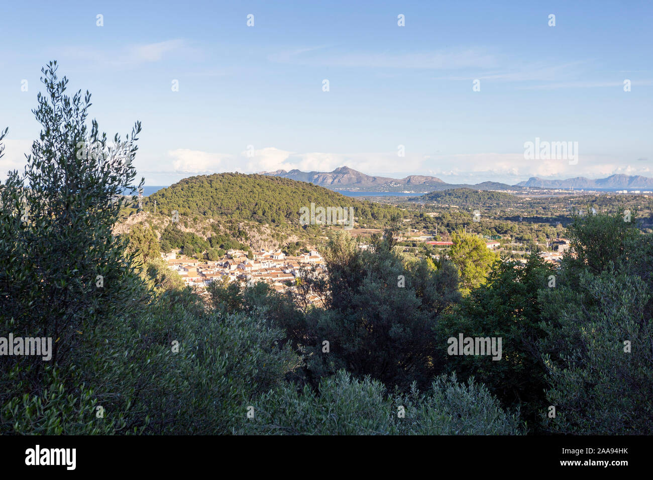 Mountains of northern Mallorca view from the town of Pollenca Stock ...