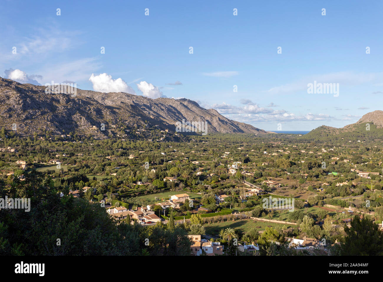 Mountains of northern Mallorca view from the town of Pollenca Stock ...