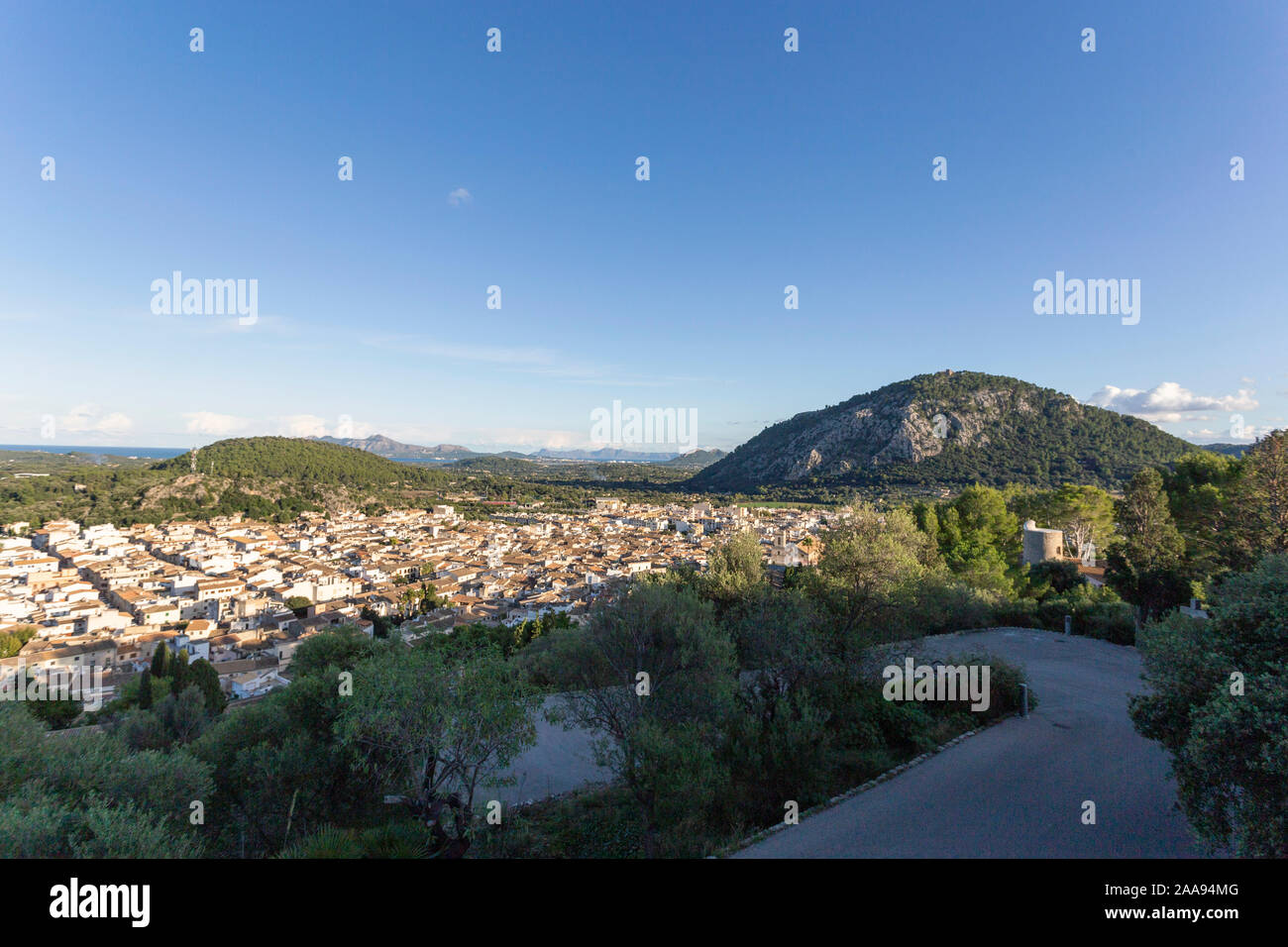Mountains of northern Mallorca view from the town of Pollenca Stock ...