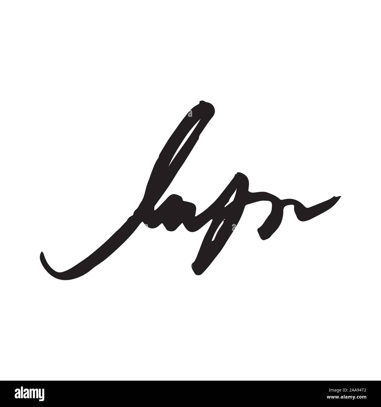 Unreadable handwriting font signature text on white background Stock ...