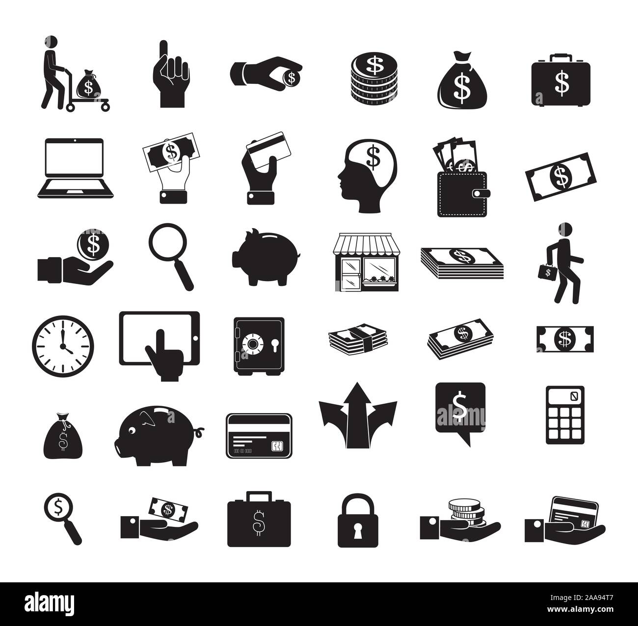 bundle silhouettes of finance set icons Stock Vector Image & Art - Alamy