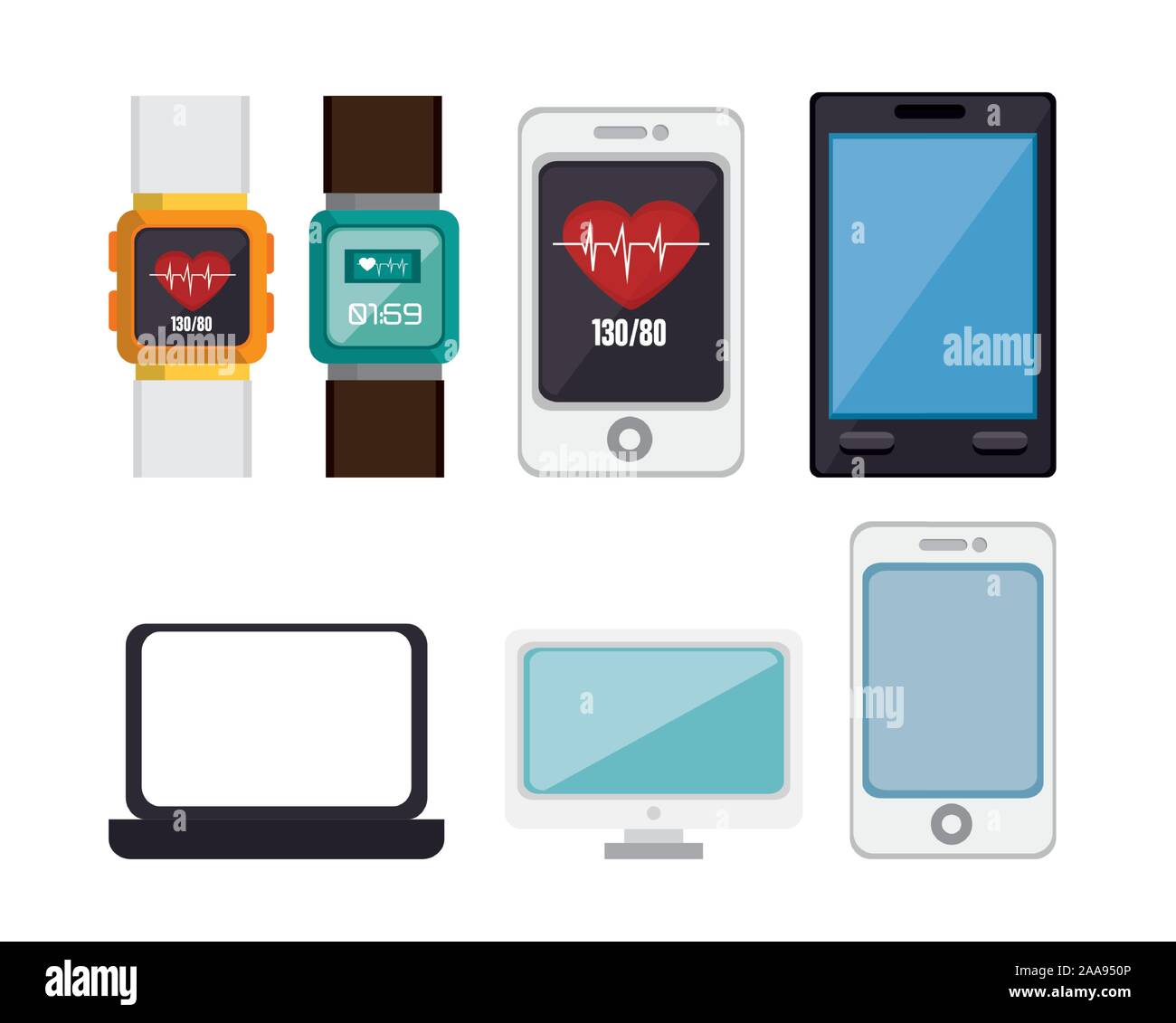 bundle with devices of mobile health Stock Vector Image & Art - Alamy
