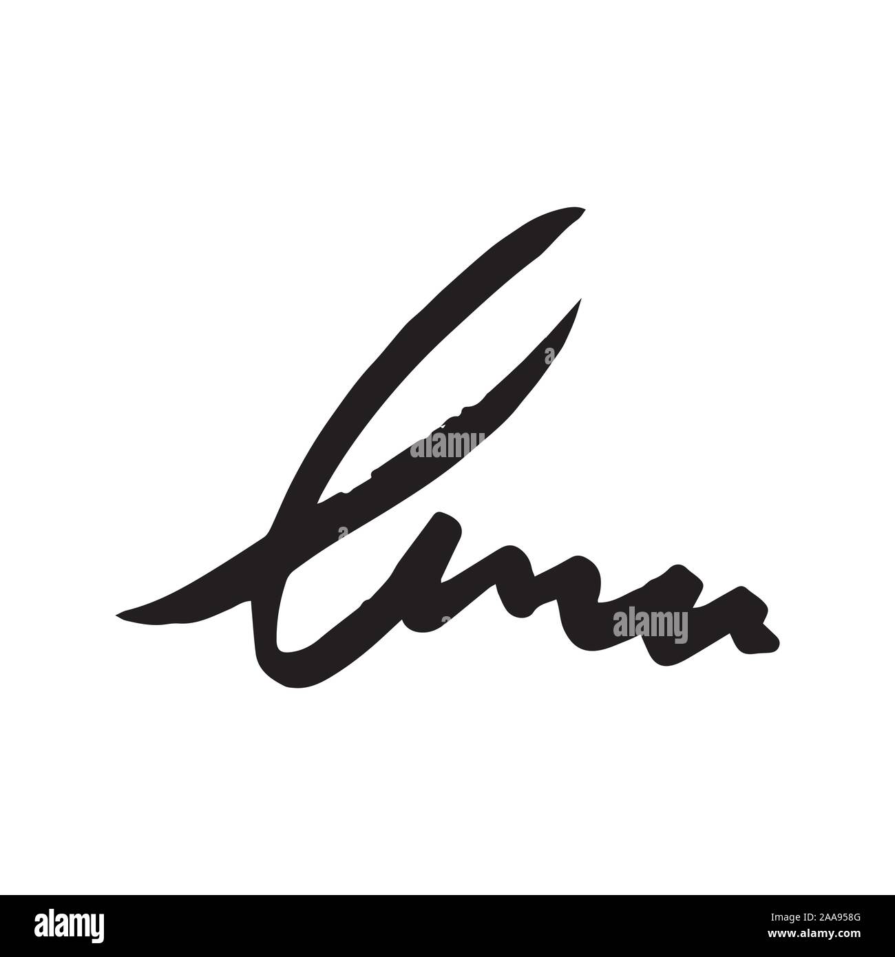 Unreadable handwriting font signature text on white background Stock ...