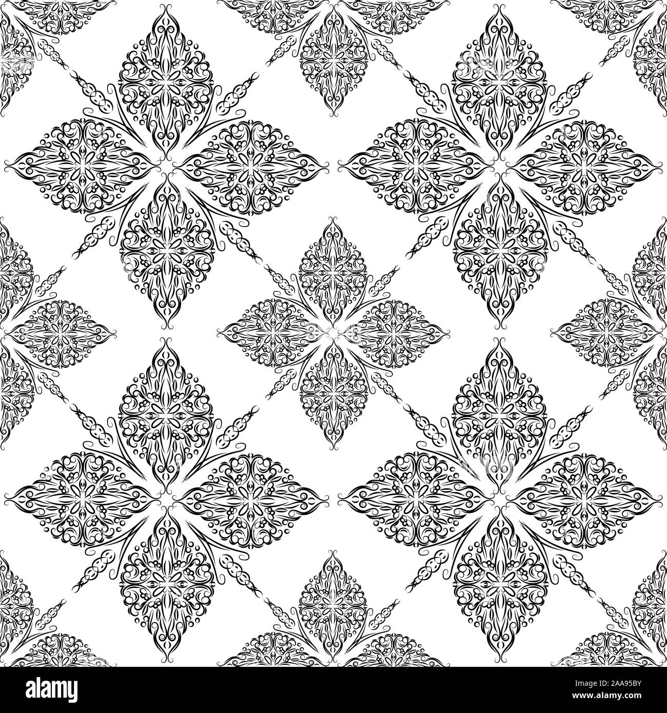 Ornate vintage seamless damask background. Floral baroque ornament in ...