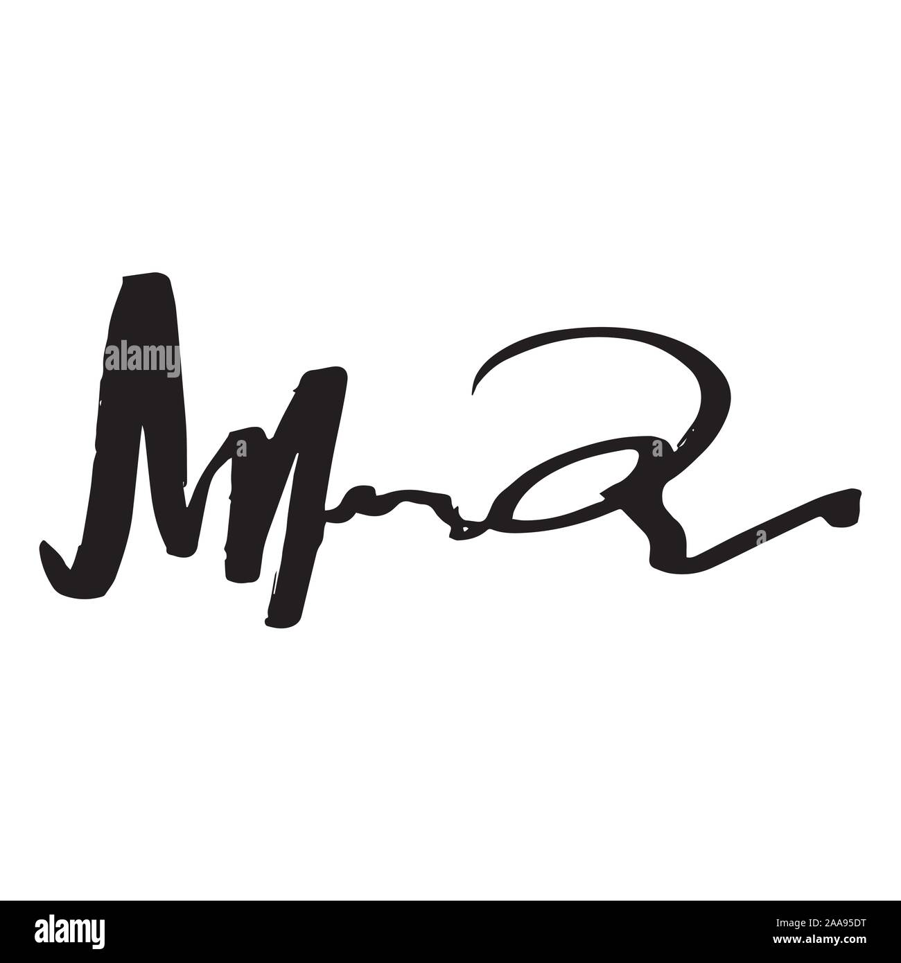 Unreadable handwriting font signature text on white background Stock ...