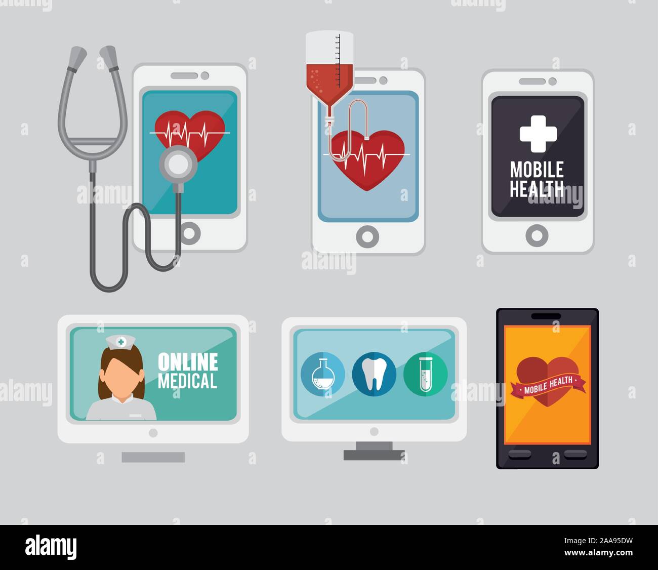 bundle of mobile health with icons Stock Vector Image & Art - Alamy