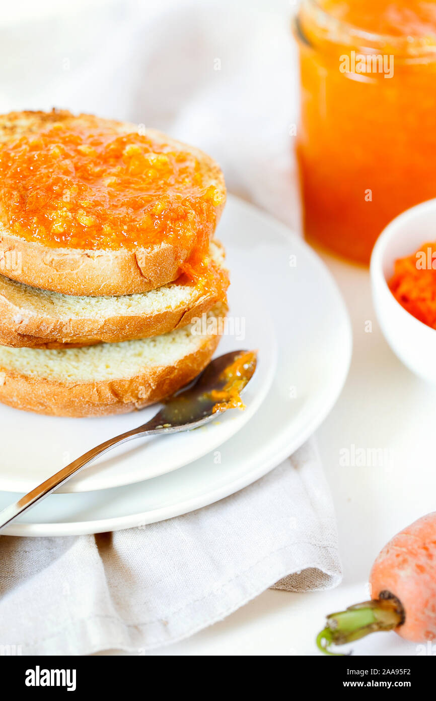 Vegetarian organic sweet carrot jam or marmalade toast topping for ...