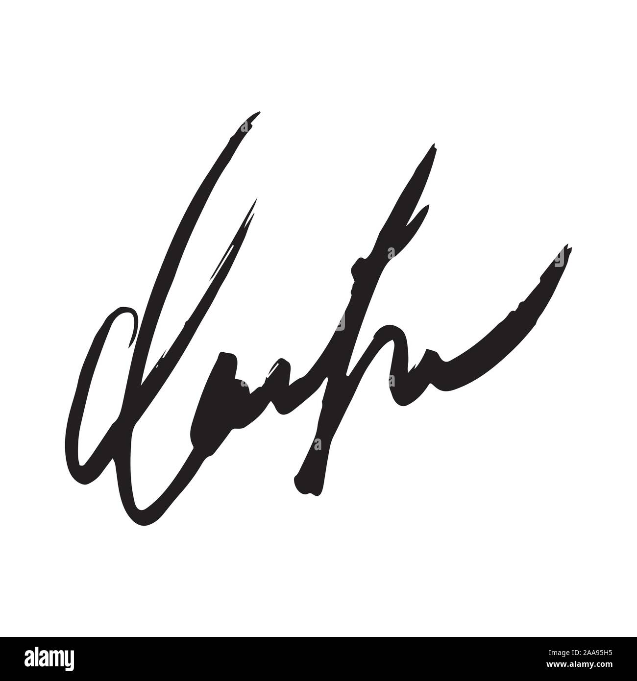 Unreadable handwriting font signature text on white background Stock ...