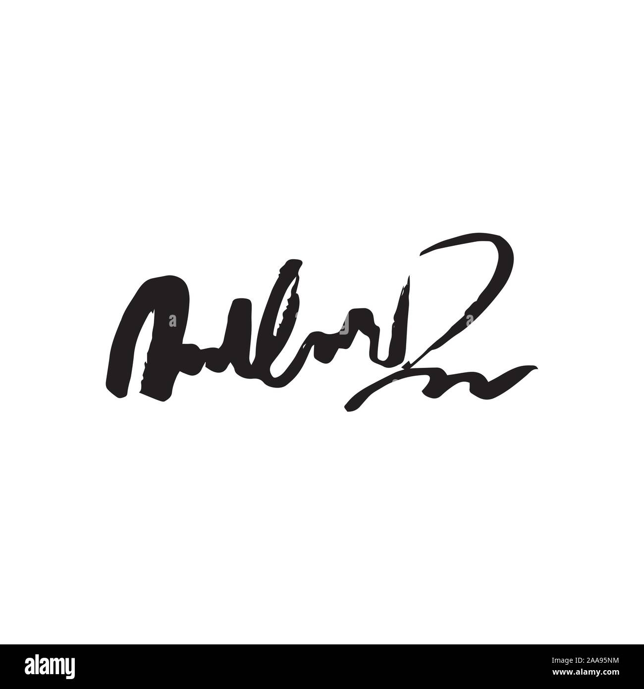 Unreadable handwriting font signature text on white background Stock ...