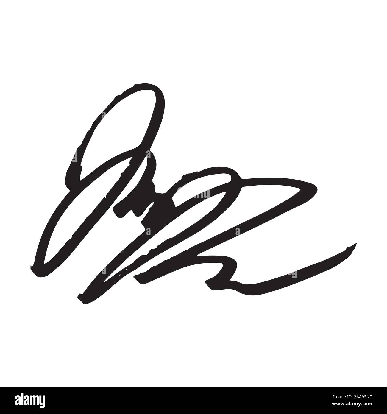 Unreadable handwriting font signature text on white background Stock ...