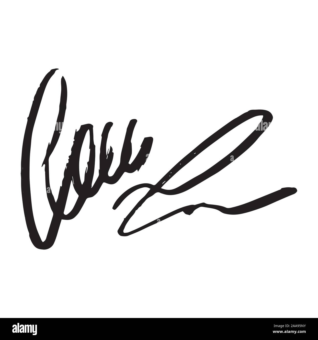 Unreadable handwriting font signature text on white background Stock ...