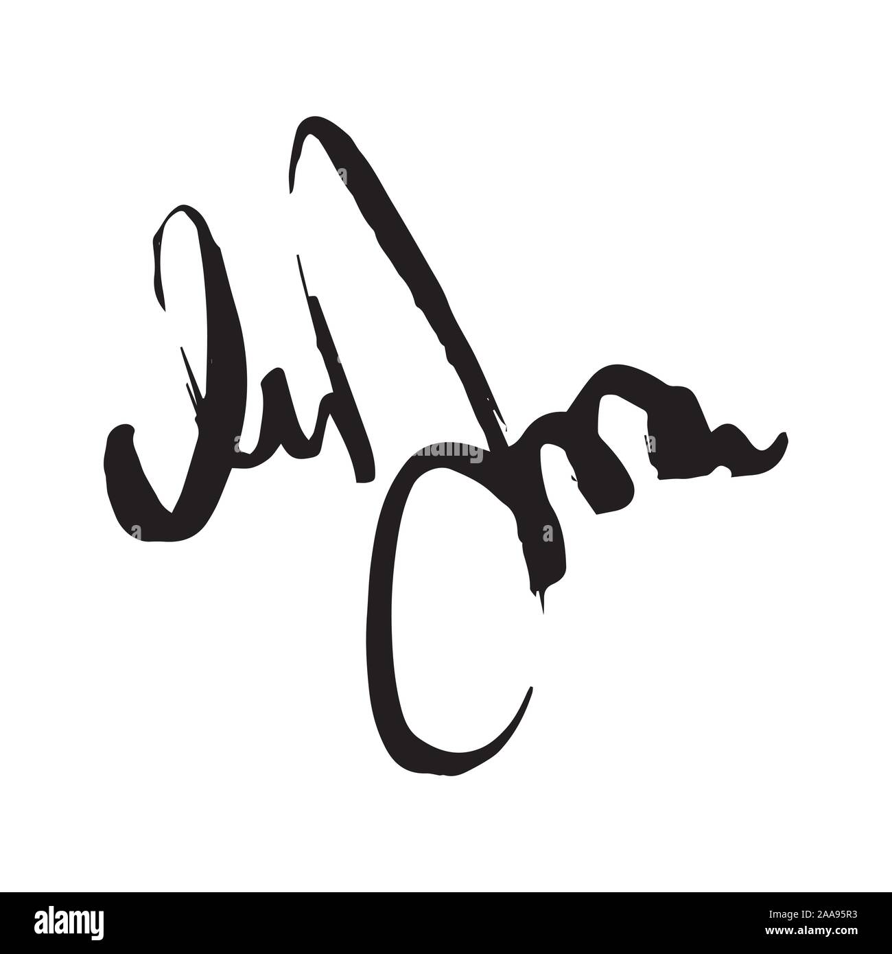 Unreadable handwriting font signature text on white background Stock ...