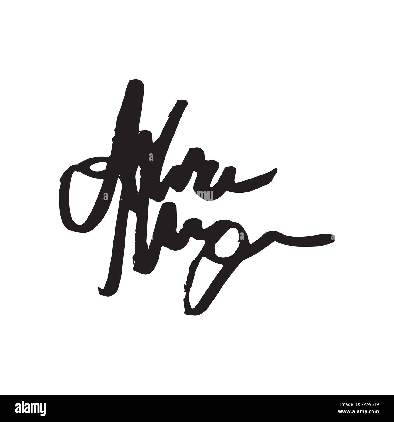 Unreadable handwriting font signature text on white background Stock ...