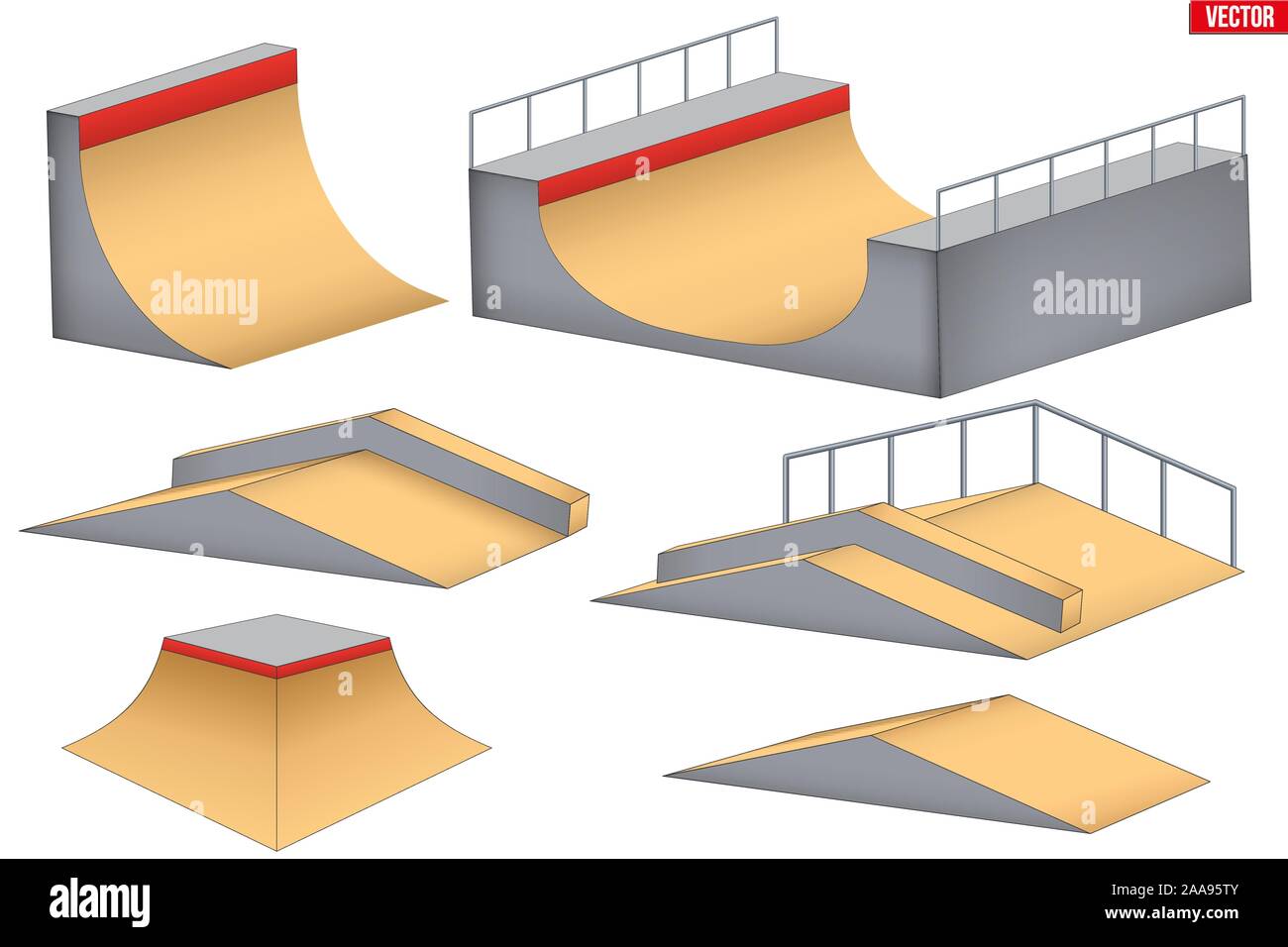 Skatepark elements isolated Stock Vector Image & Art - Alamy
