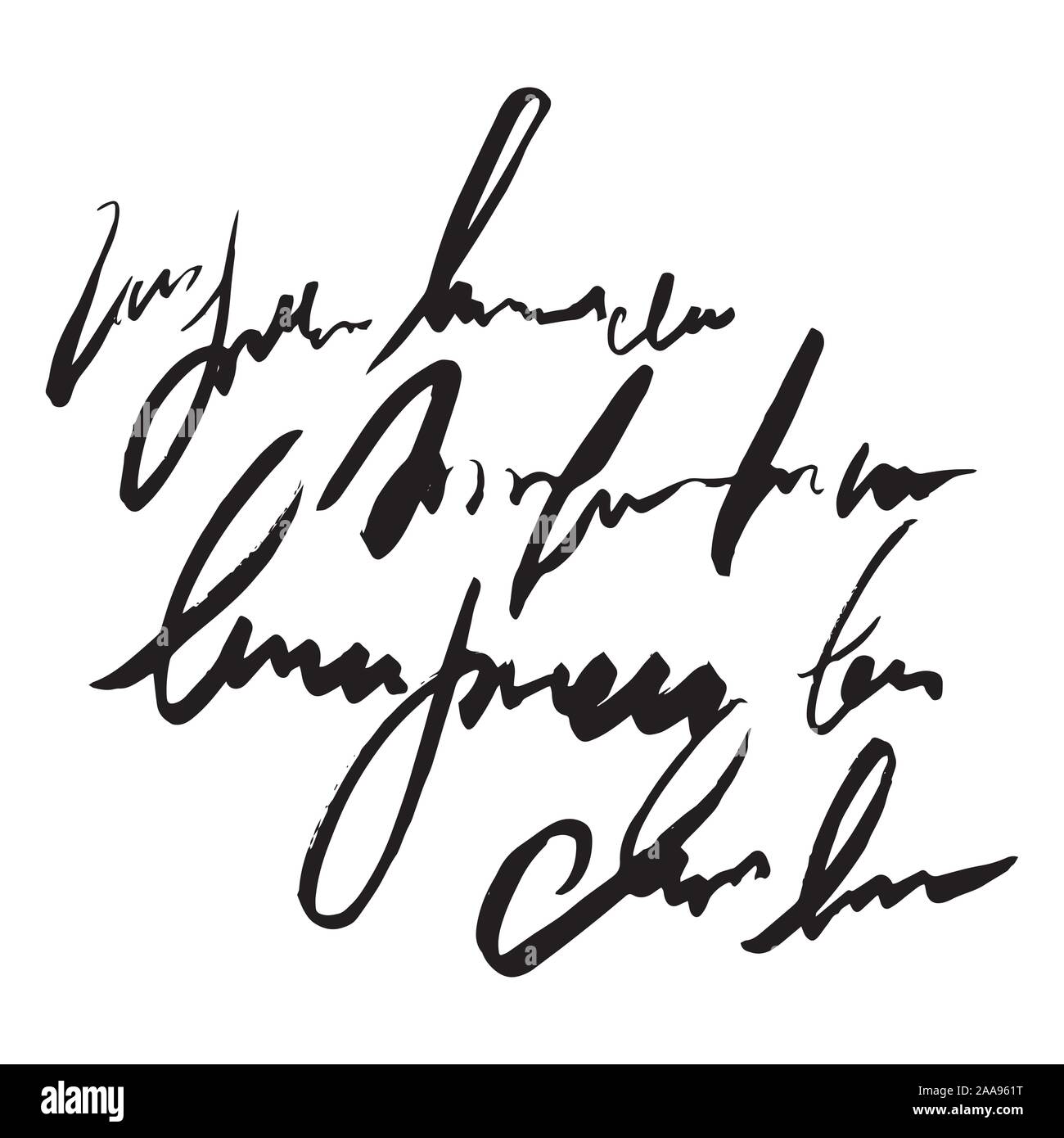 Unreadable handwriting font signature text on white background Stock ...
