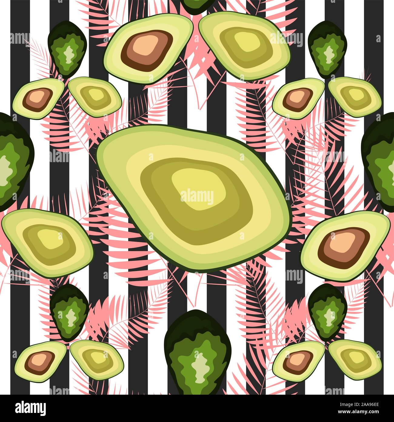 Organic vegetarian avocado seamless repeating pattern - flat style ...
