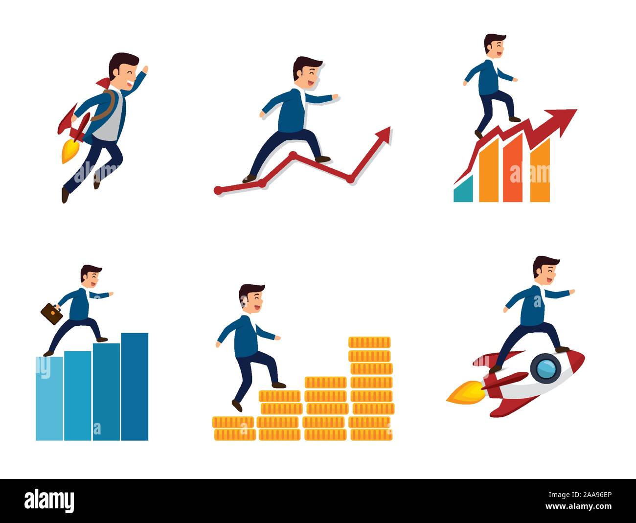bundle of businessman with set icons of increase Stock Vector Image ...