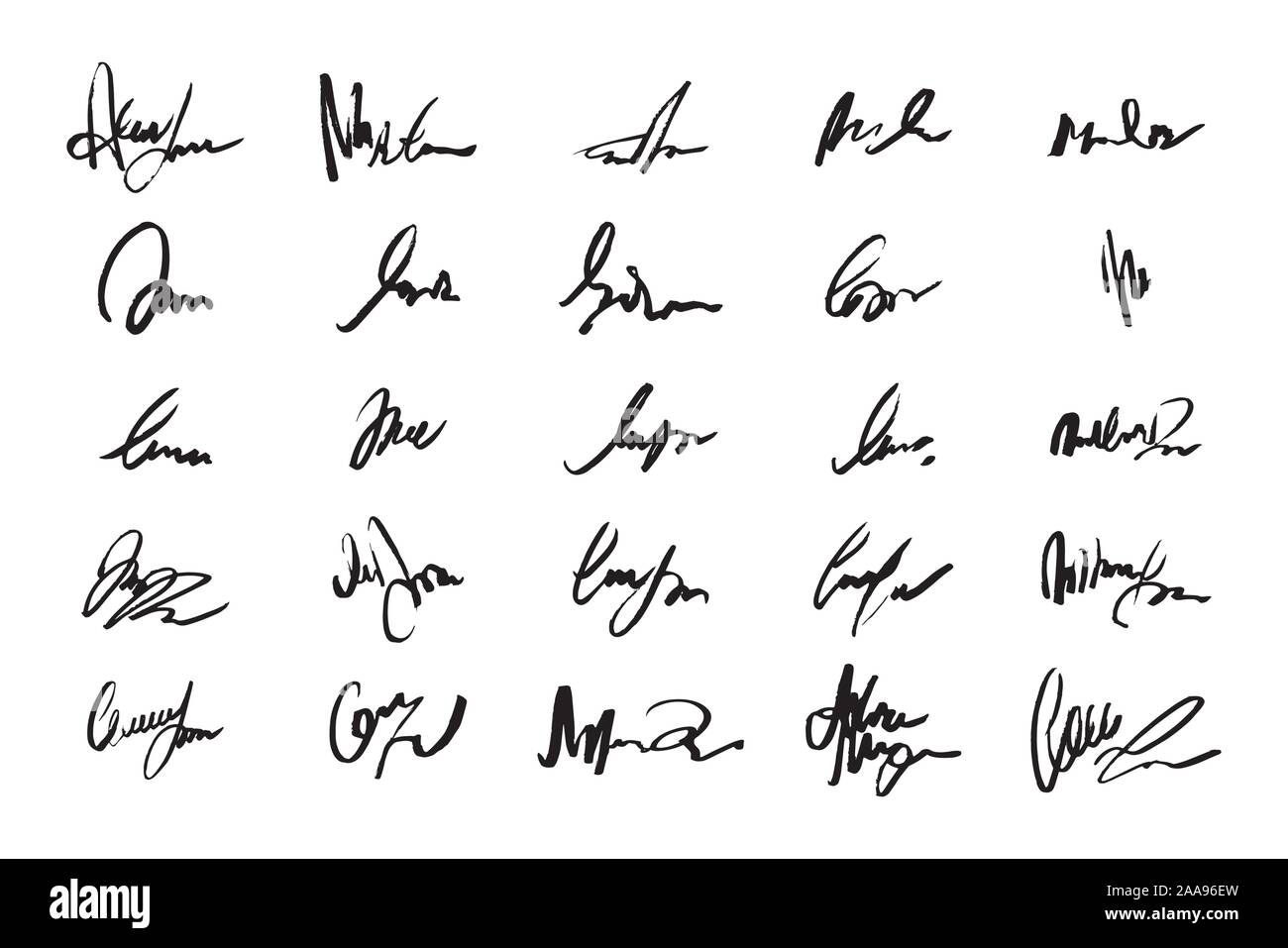 Unreadable handwriting font signature text on white background Stock ...