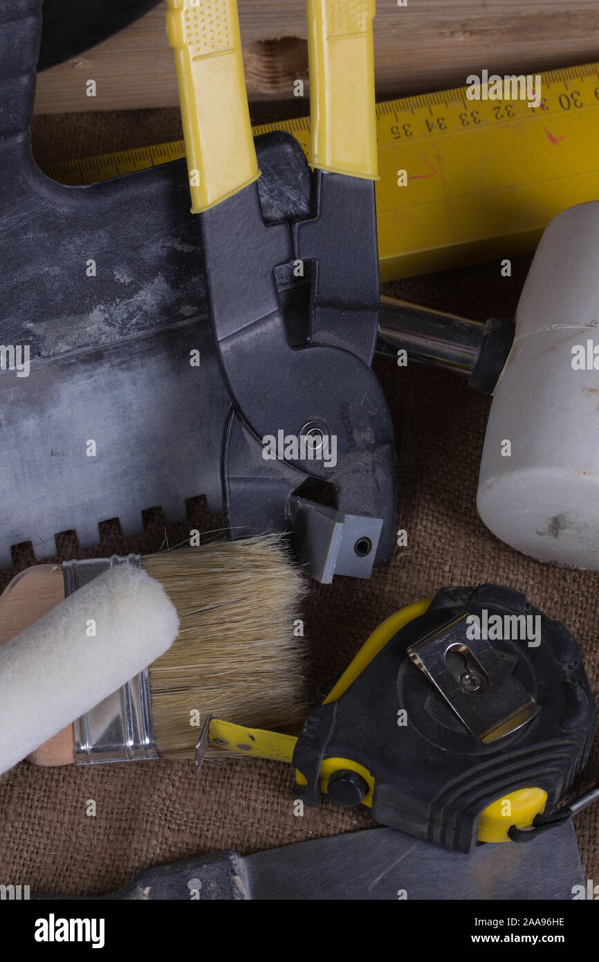 set of tools for building work Stock Photo - Alamy