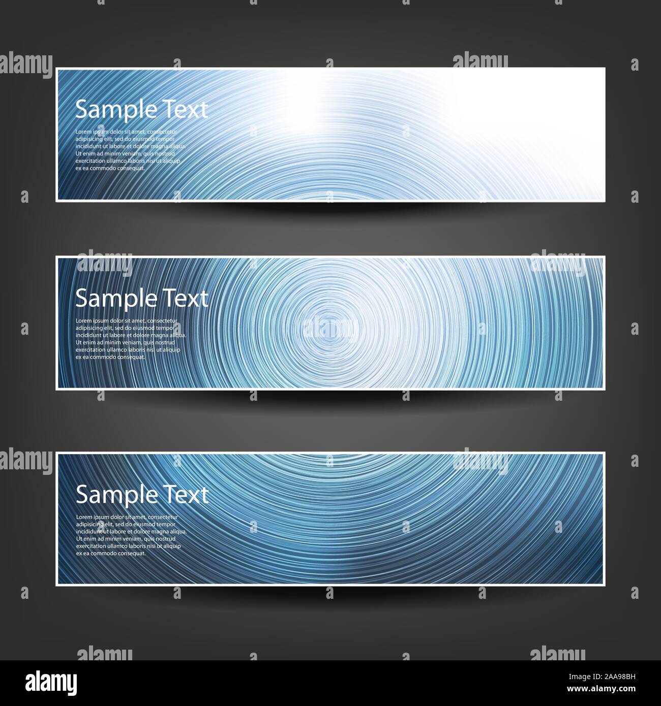 Collection of Three Colorful Abstract Bright Horizontal Header and ...