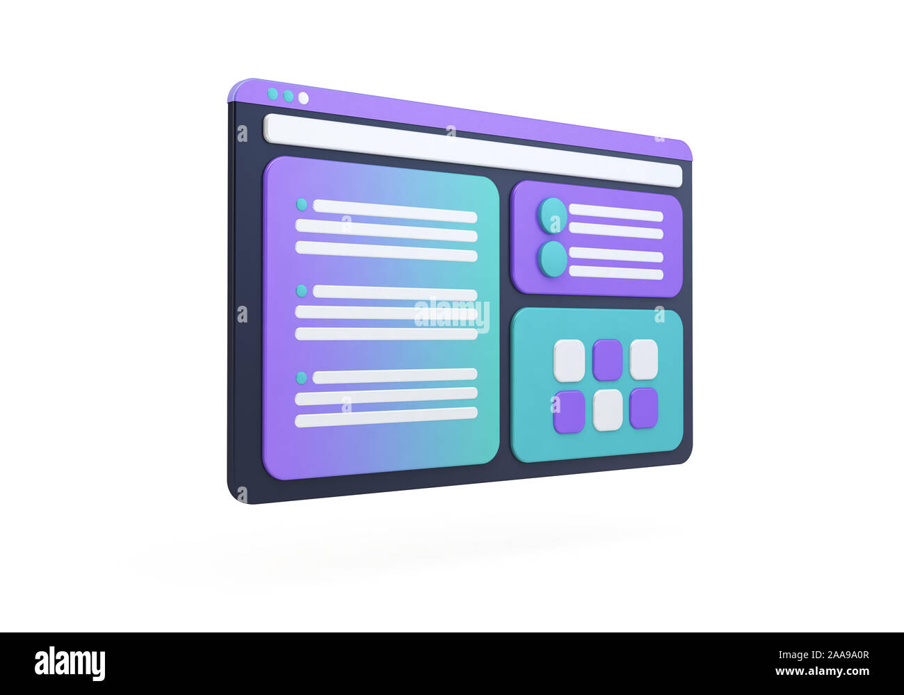 UX design concept: cartoon screen layout 3d rendering Stock Photo - Alamy