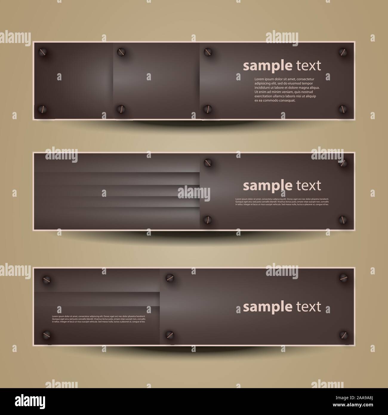 Brown Banners or Headers with Abstract Metallic Surface Designs in ...