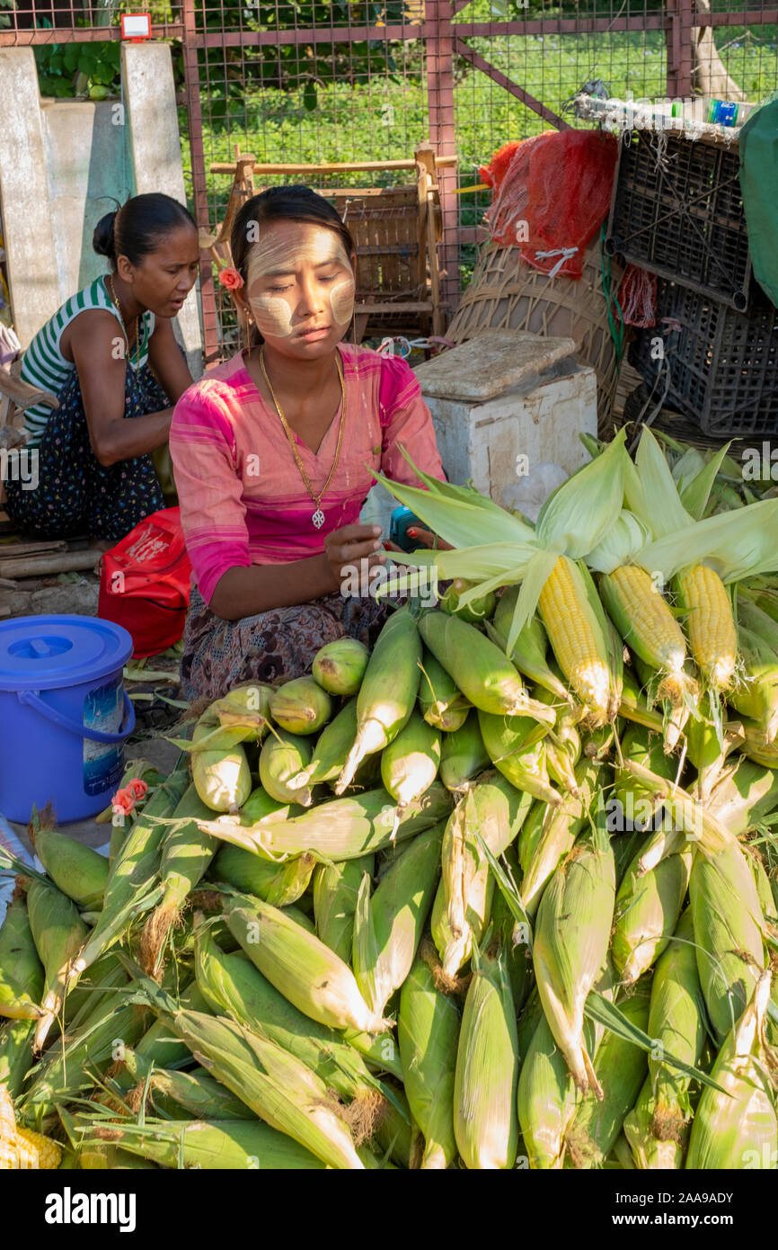 The lively meat,fish,vegetable & fruit market of Pakokku, Myanmar ...