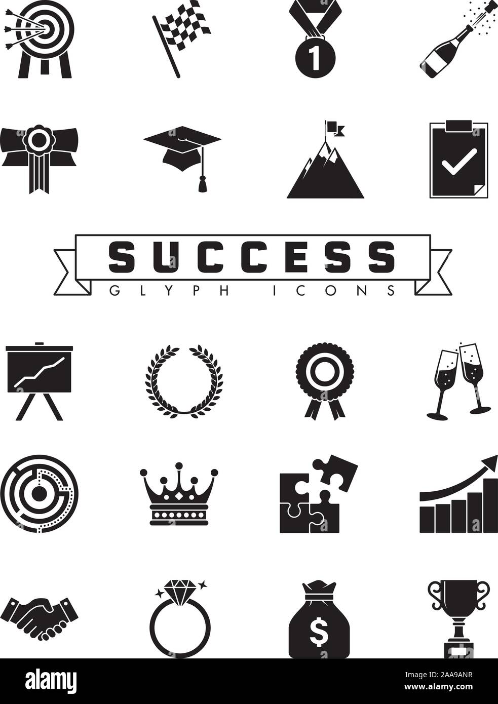 Collection of success concept icons vector illustration like awards ...