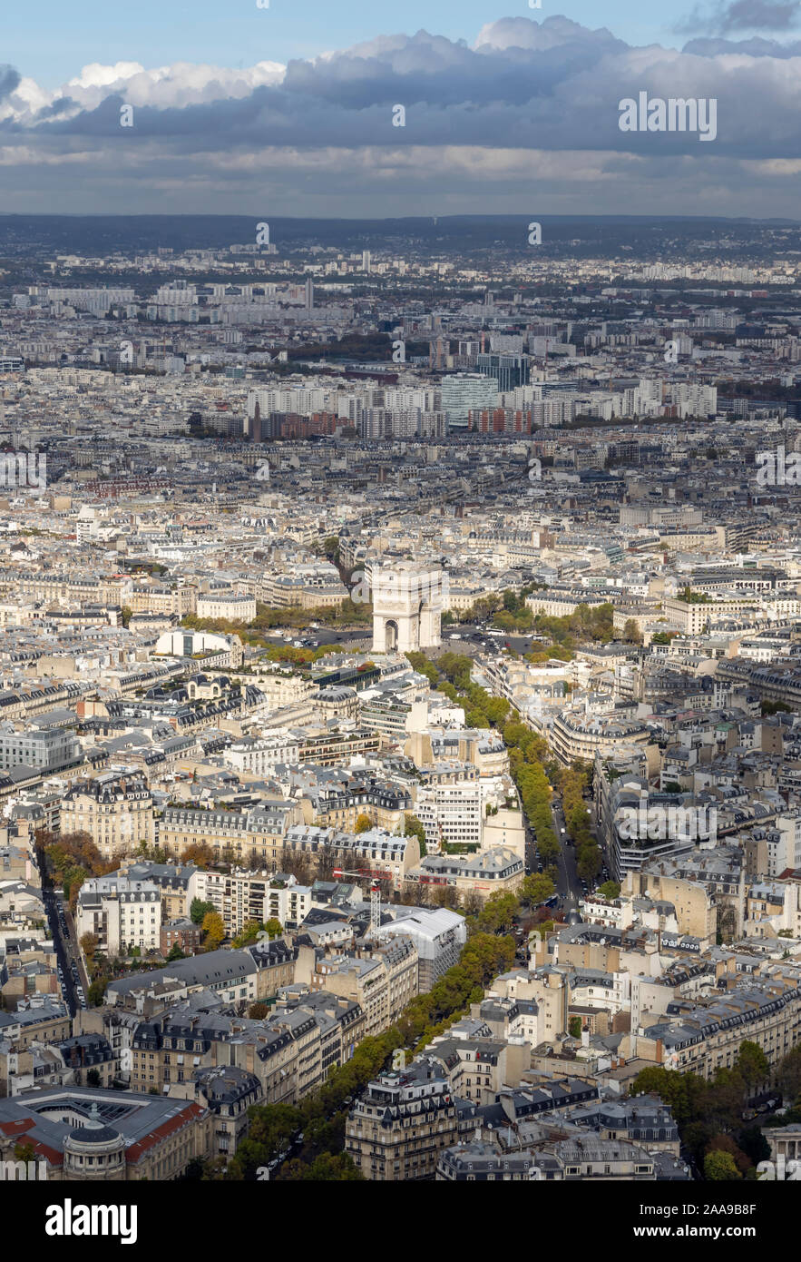 Paris, The Arc De Triomphe, Aerial View High Resolution Stock ...