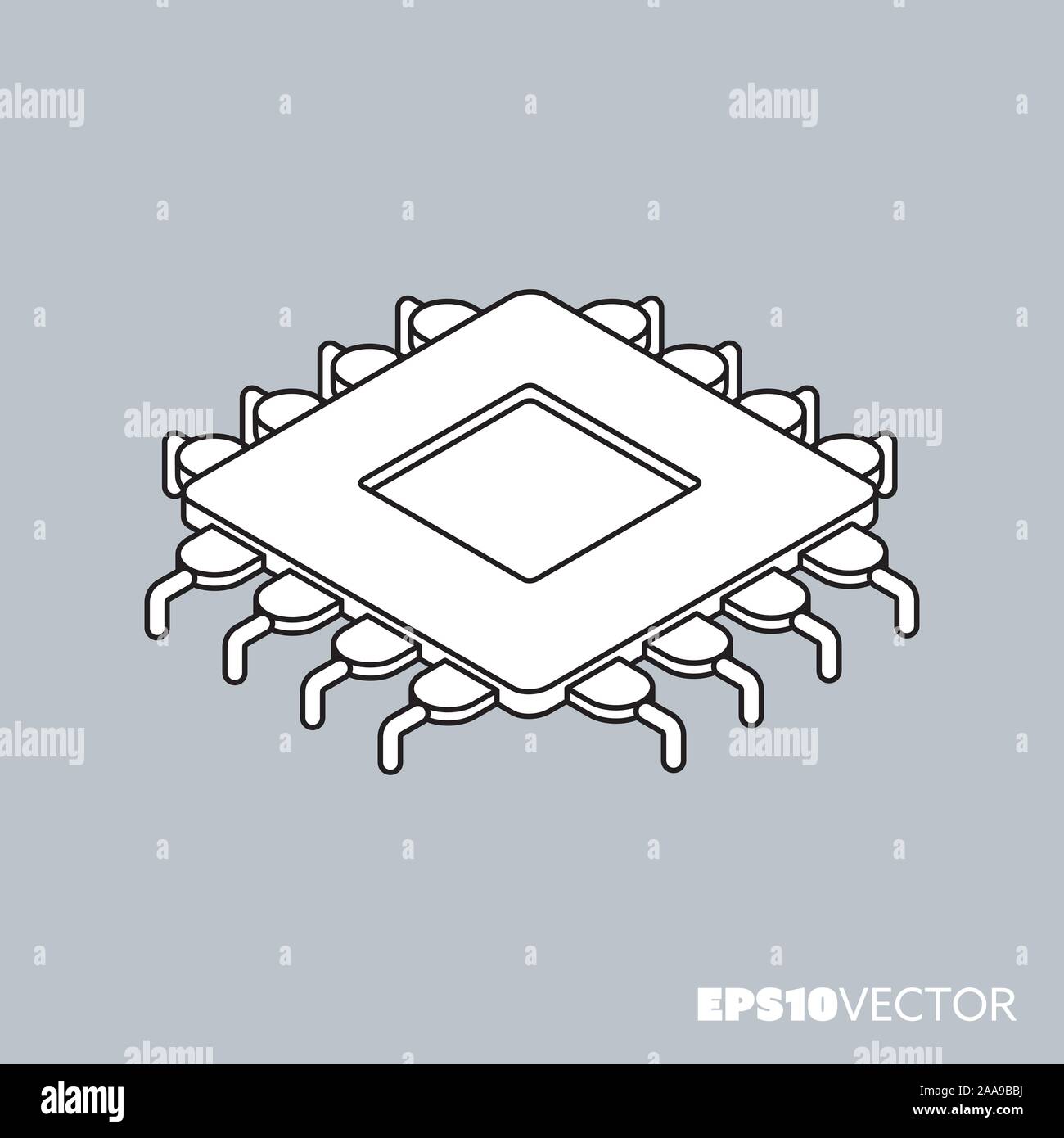 CPU isometric icon, outline symbols. technology and AI concept vector ...
