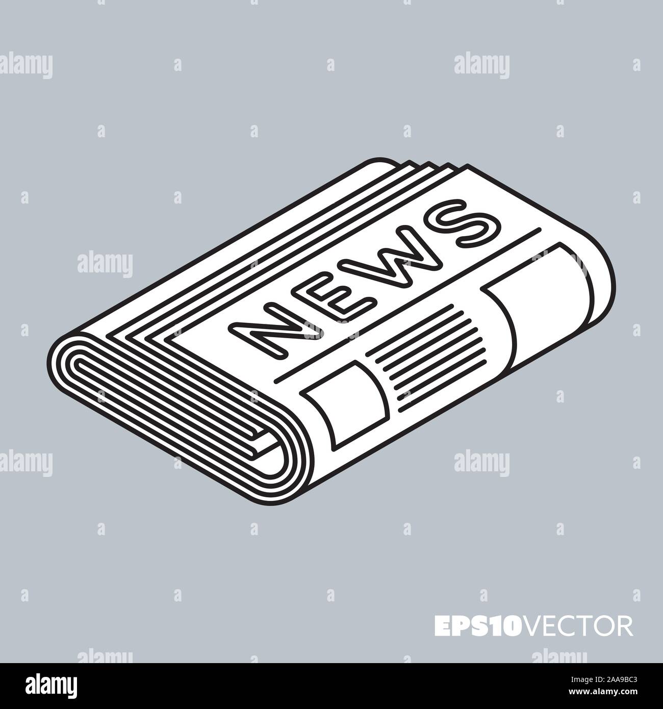 Newspaper icon, outline symbol. Printed media and communication concept ...
