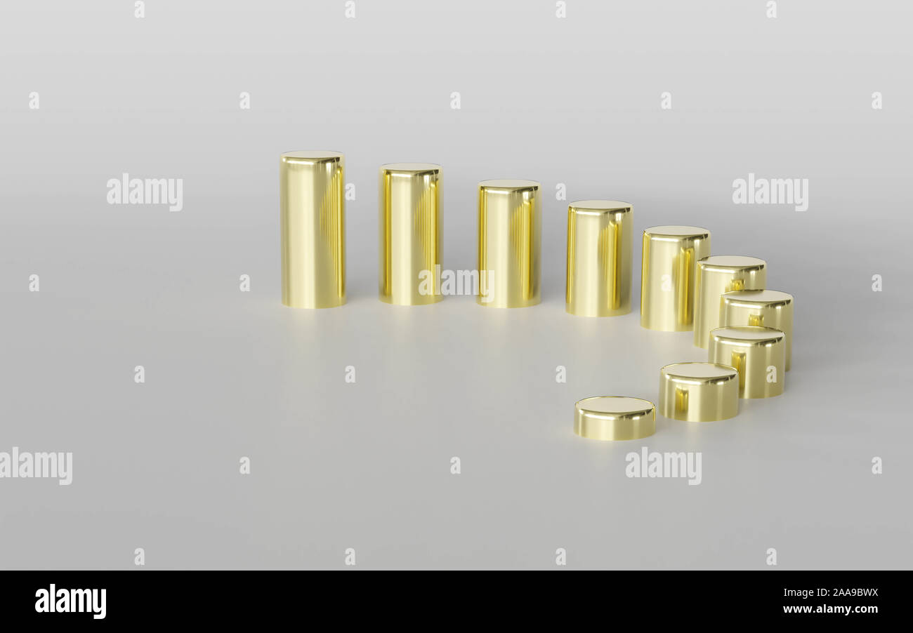 a gold cylinder abstract background in front of white background 3d ...
