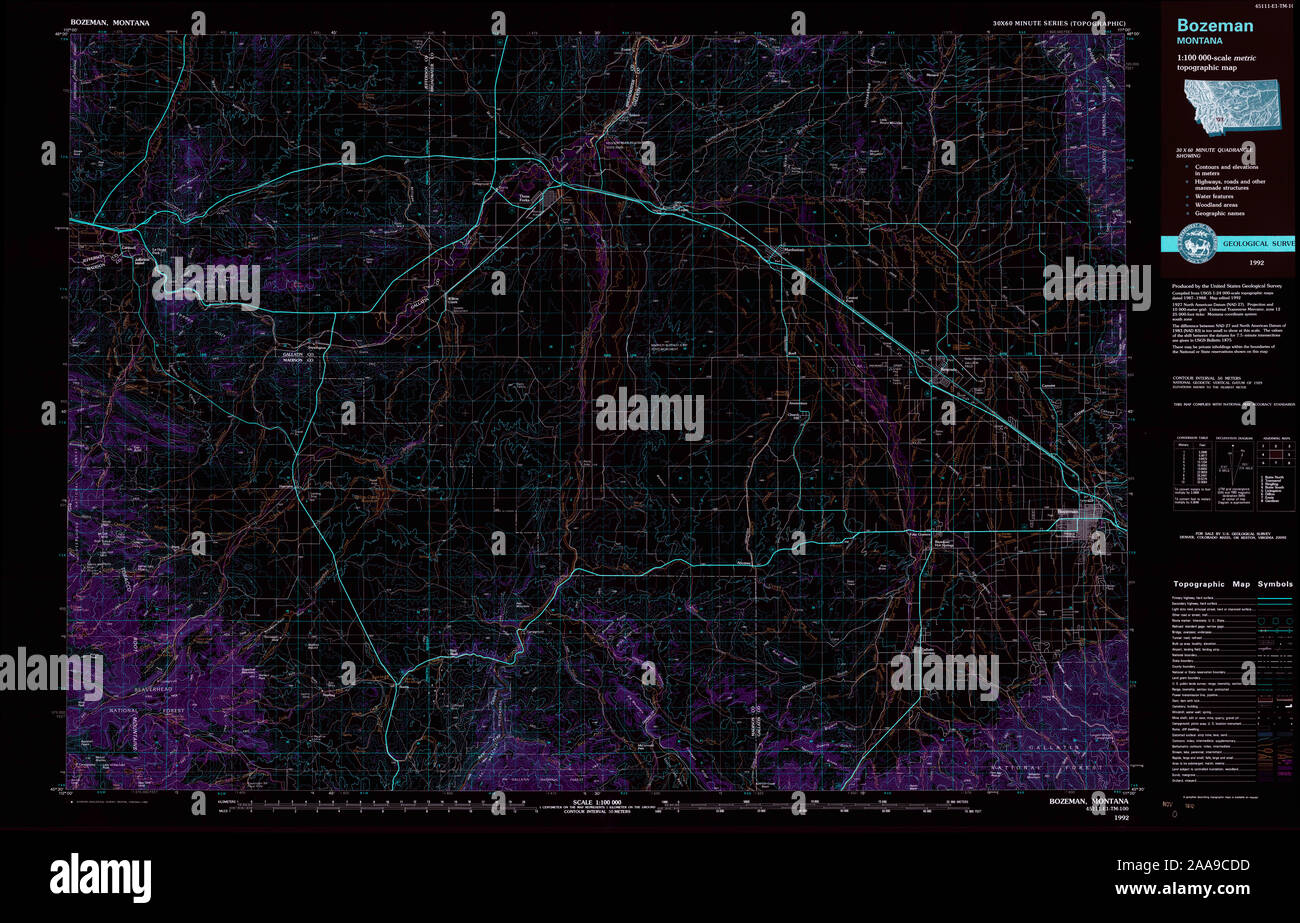 Map of bozeman hi-res stock photography and images - Alamy