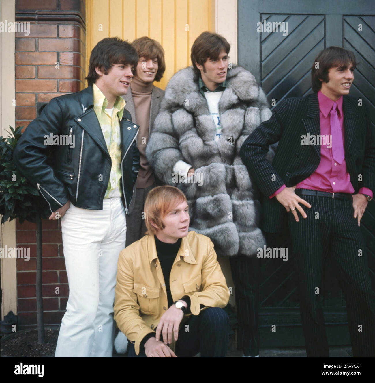 BEE GEES pop group in 1968. From left: Vince Melouney, Robin Gibb ...