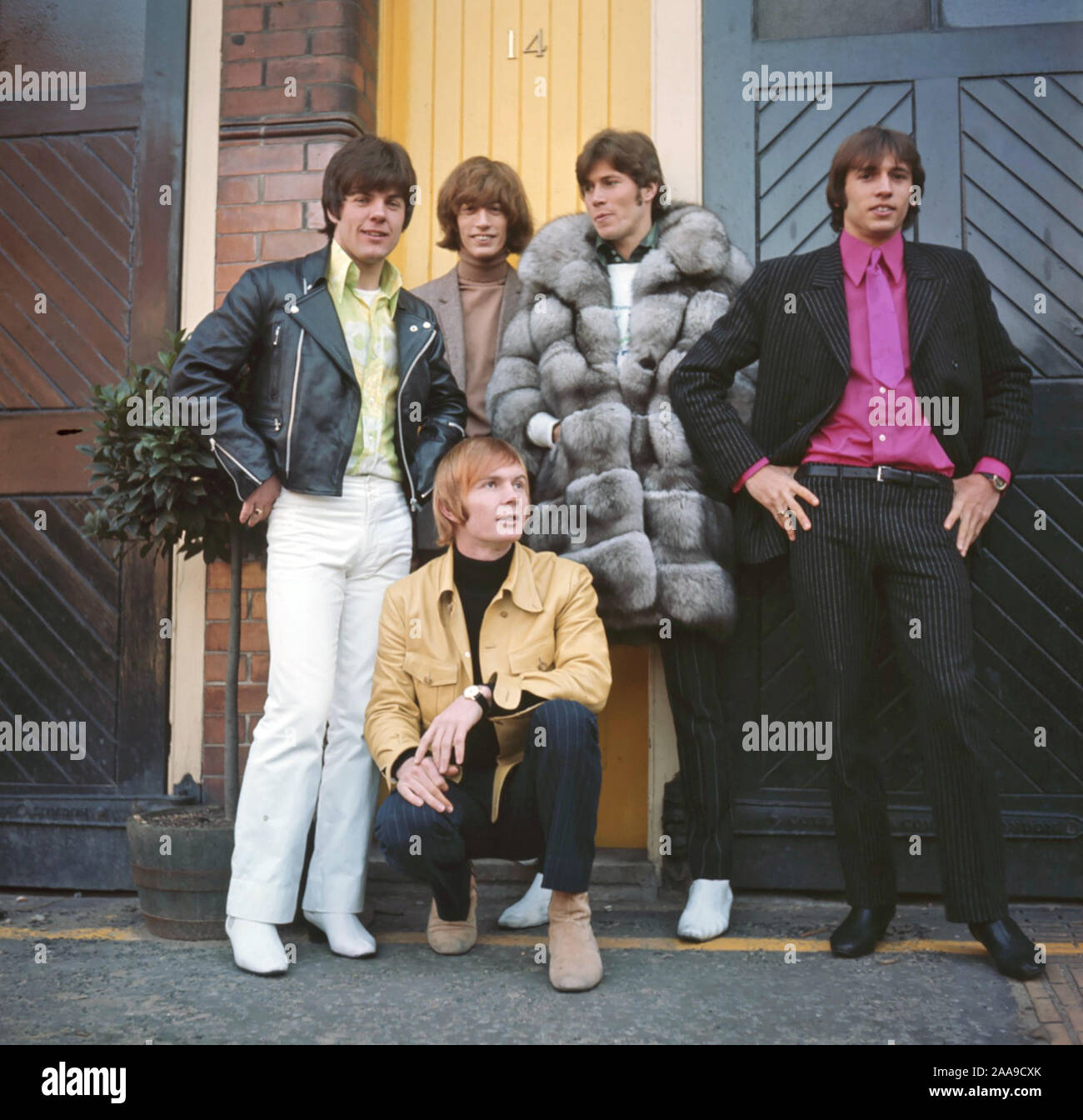 BEE GEES pop group in 1968. From left: Vince Melouney, Robin Gibb ...