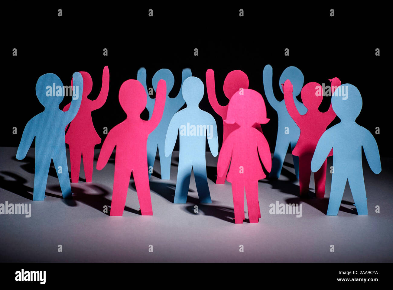concept of people strike and protest. Paper multi-colored little men ...