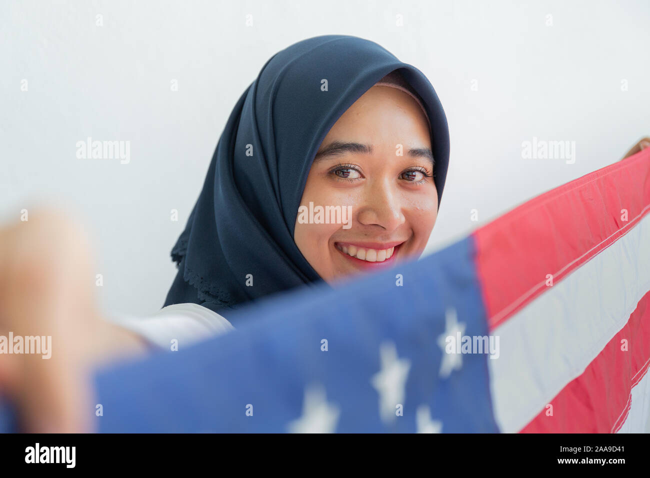 Muslim happy american flag hi-res stock photography and images - Alamy
