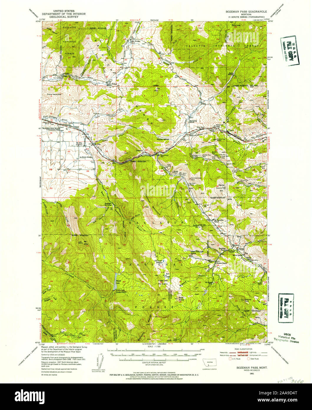 USGS TOPO Map Montana MT Bozeman Pass 267870 1951 62500 Restoration ...