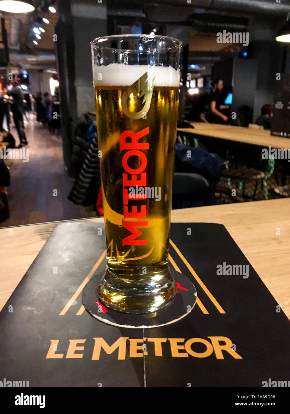 Glass of beer, Le Meteor brewery, Strasbourg, France Stock Photo - Alamy
